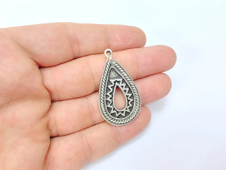 Antique Silver Boho Charms, Earring Charms, Silver Dangle Pendant, Nec ...