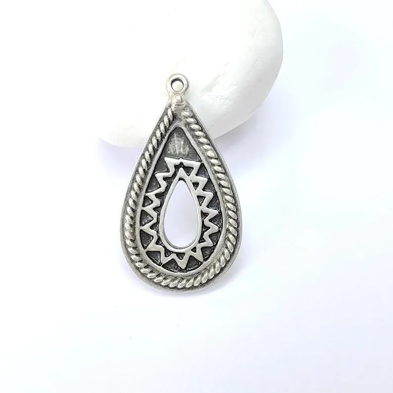 Antique Silver Boho Charms, Earring Charms, Silver Dangle Pendant, Nec ...