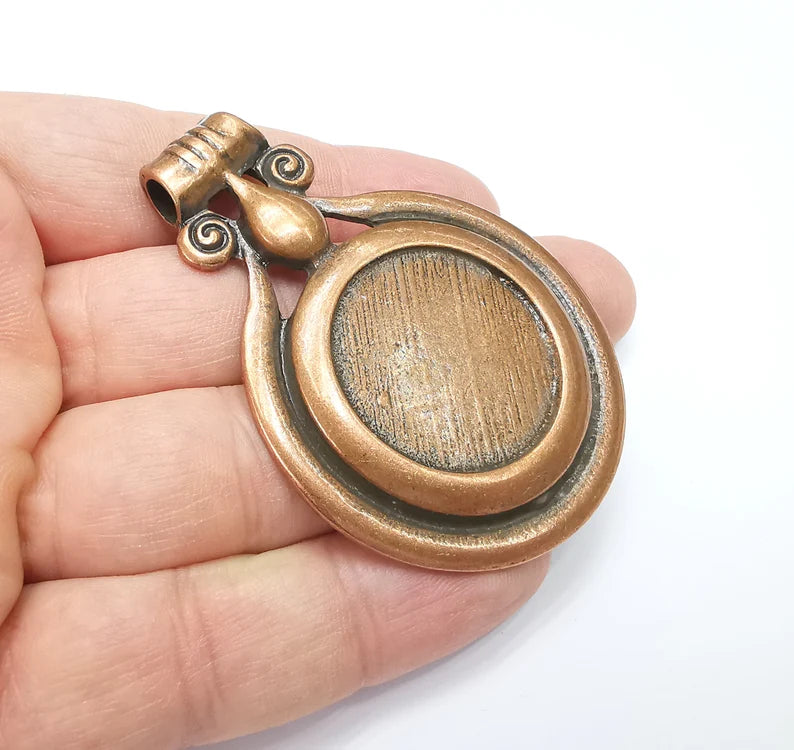 Antique Copper Pendant Blank Bezel Cabochon Base, Antique Copper Plate ...