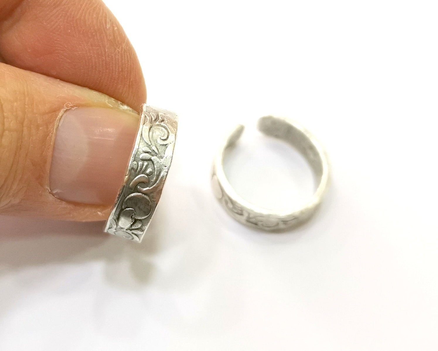 2 Silver Ring Blank Ring Mounting Adjustable Ring Blank (6mm)Antique S ...