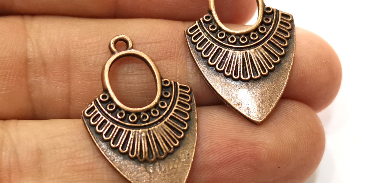 4 Copper Charms Antique Copper Plated Charms (31x20mm) G19794 — AZsupplies