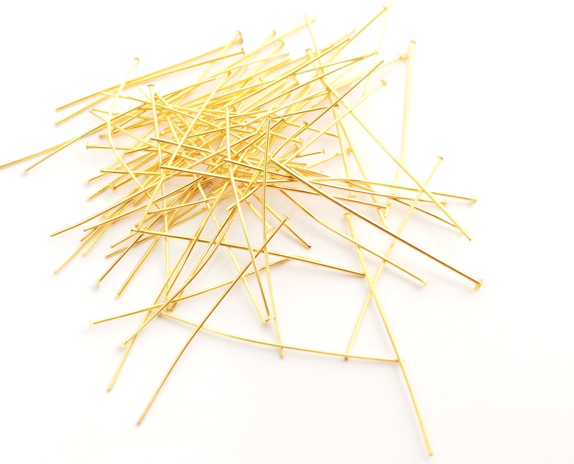 20 Gold Pin Shiny Gold Plated Brass Pin (40mm) Findings G18594 — AZsupplies